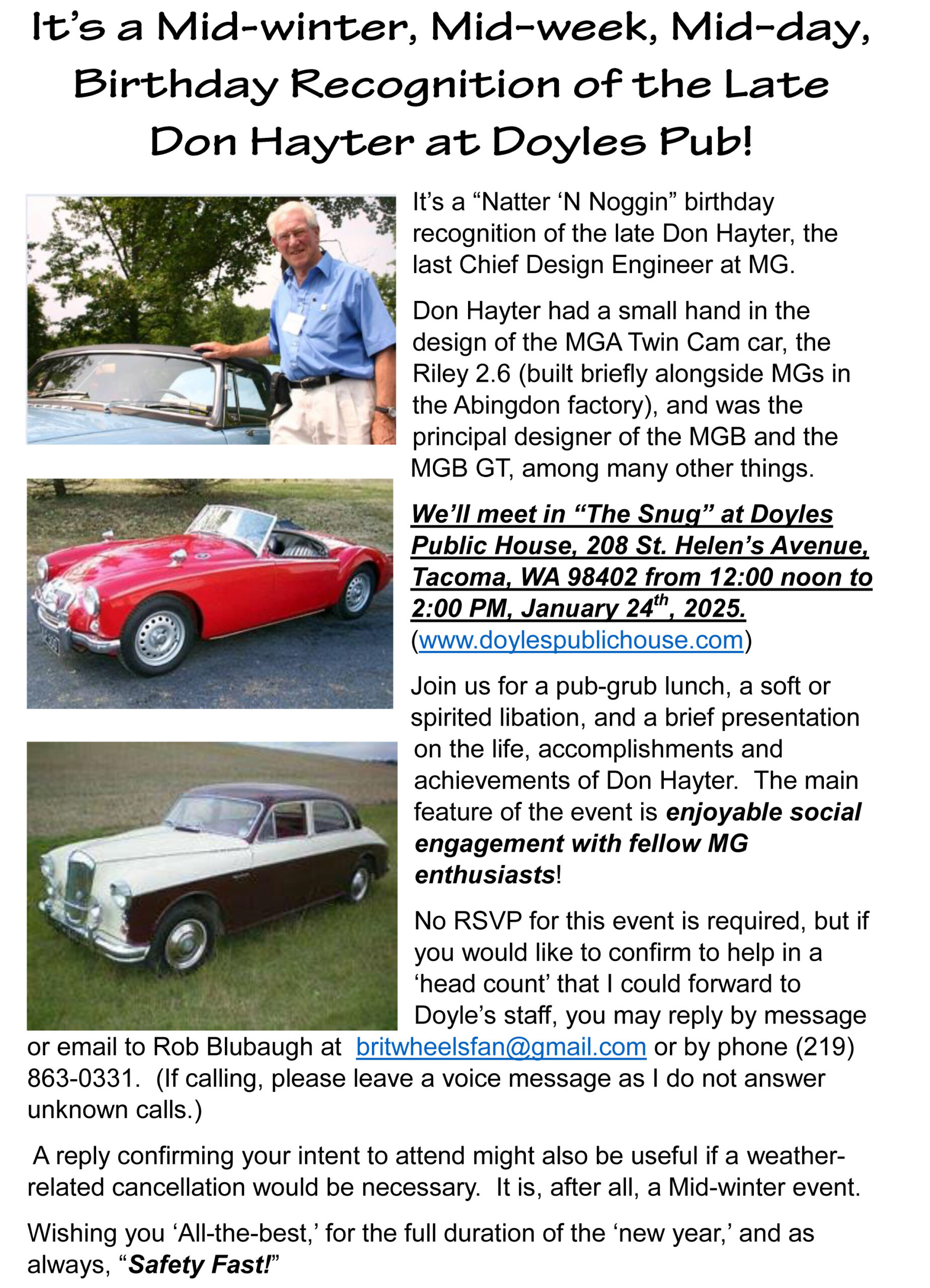 Upcoming Events | MG Car Club NW Centre
